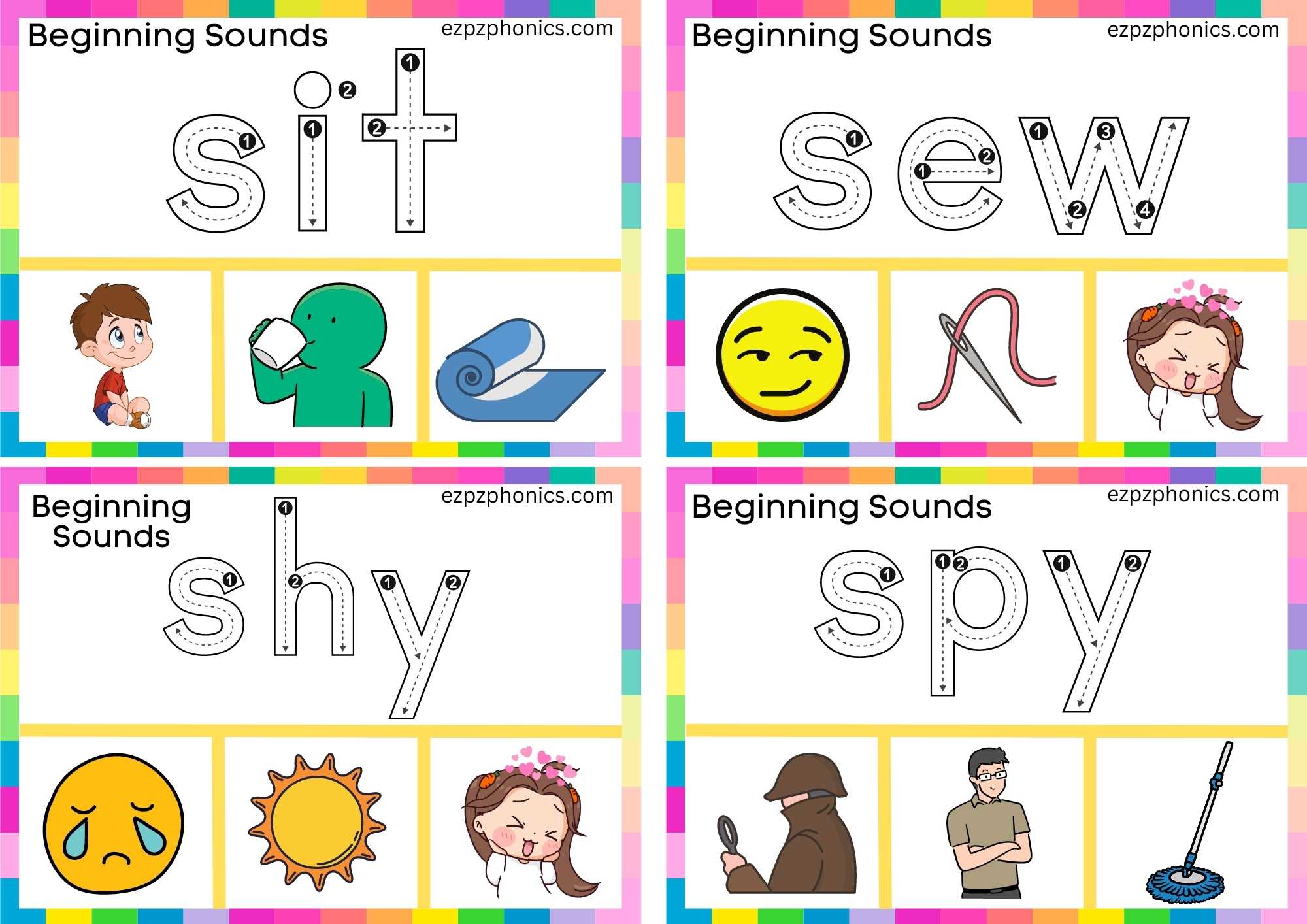 Letter S Trace The Word And Clip The Correct Image Group 1 - ezpzphonics.com